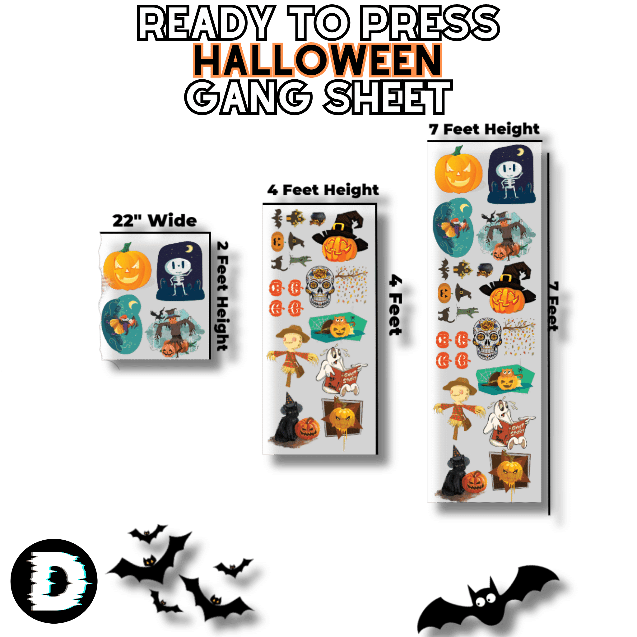 Halloween Gang Sheet - Ready to Press - 20+ Designs – DTFSheet.com